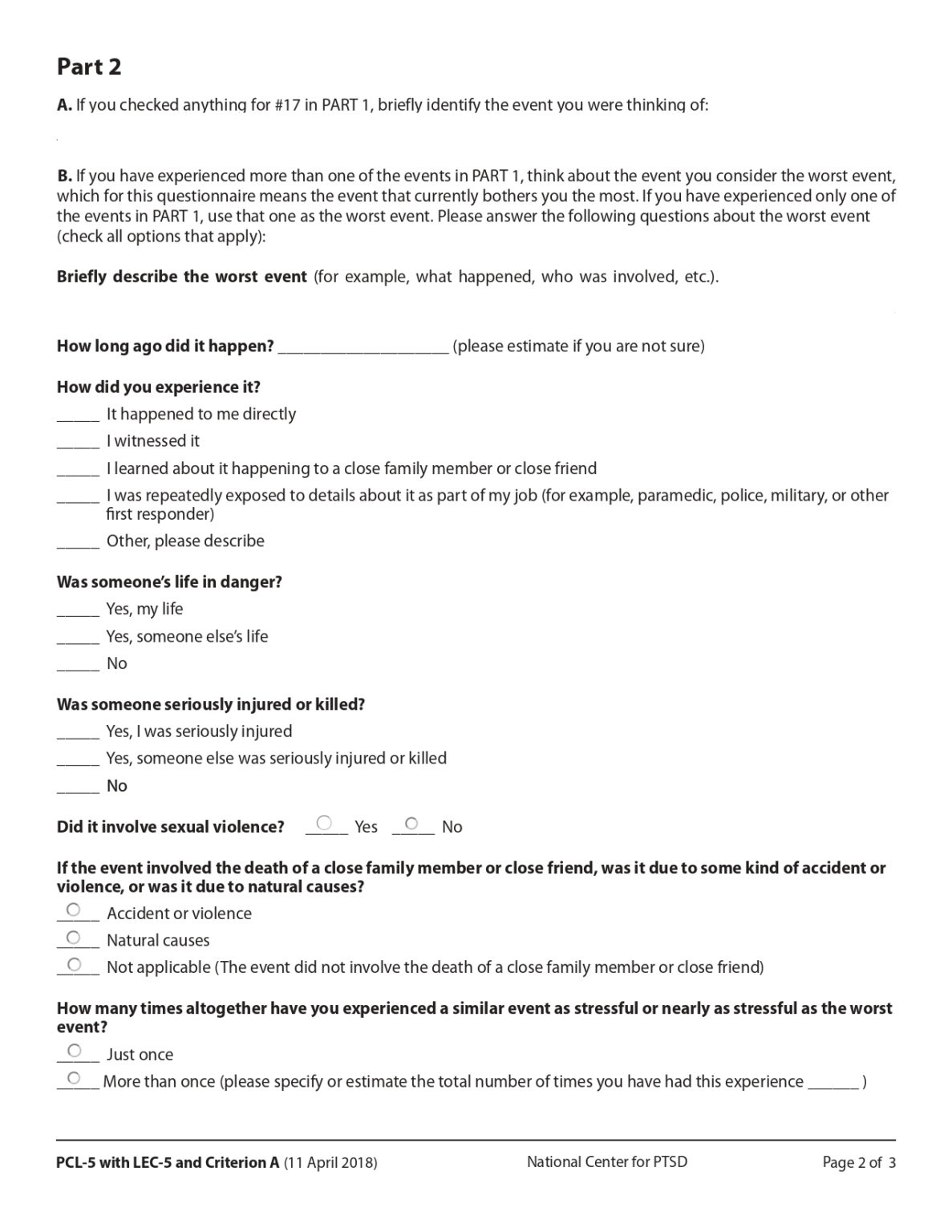 The Best PTSD Test - Detecting Trauma Symptoms